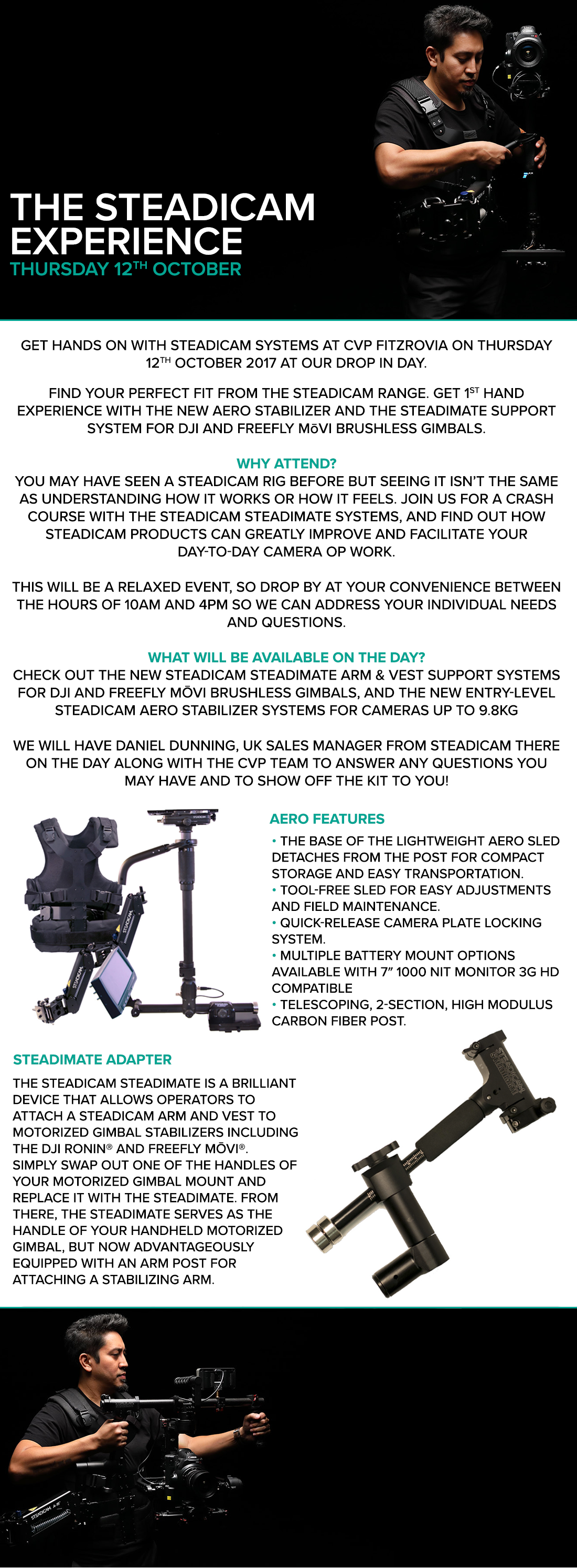 CVP.com - Steadicam Experience - Drop in and check out the latest kit ...