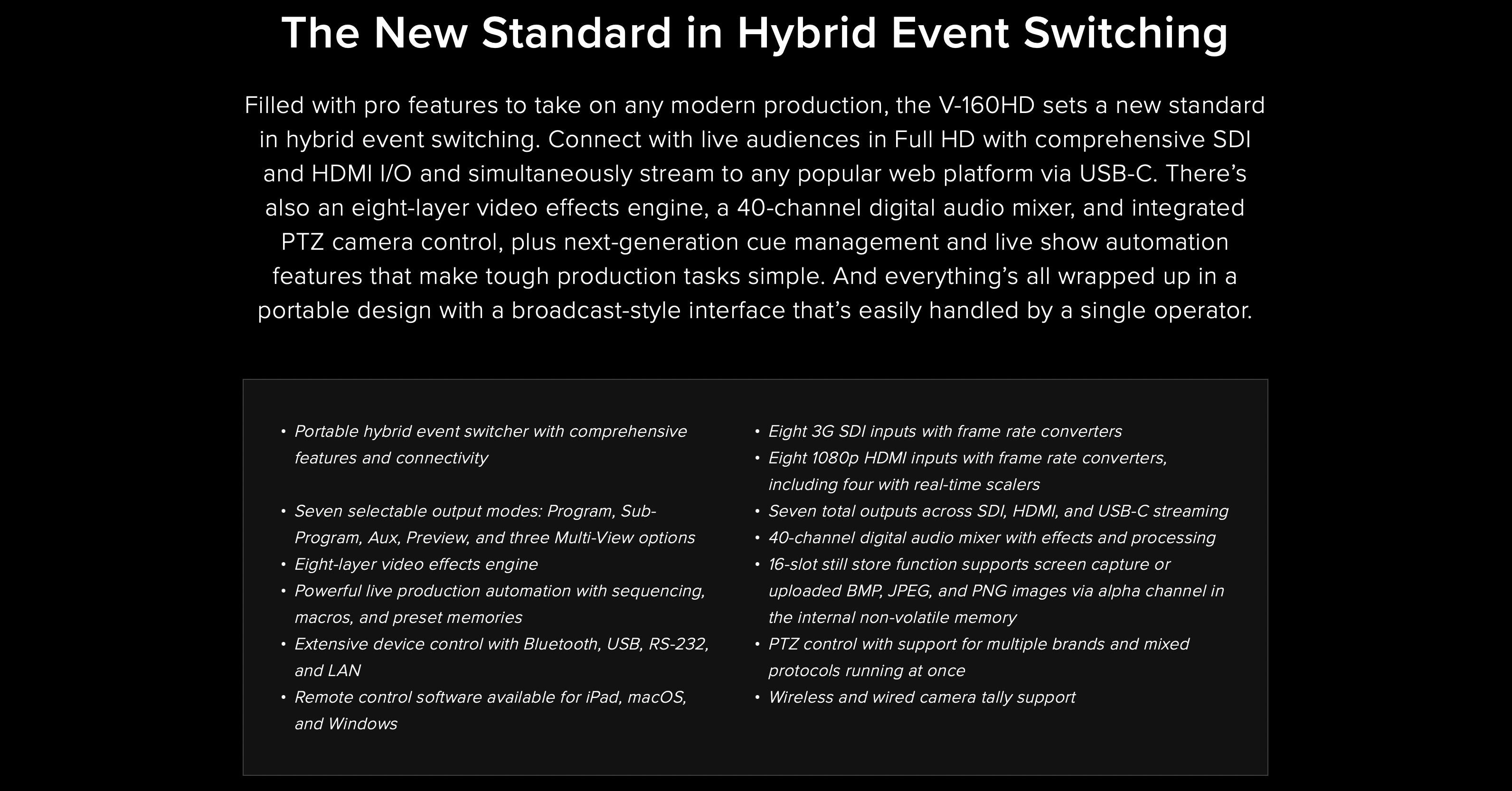 Buy - Roland V-160HD Streaming Video Switcher (V-160HD)